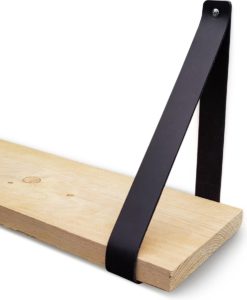 Leren plankdrager zwart | set van 2 kopen? Bestel nu [20%]